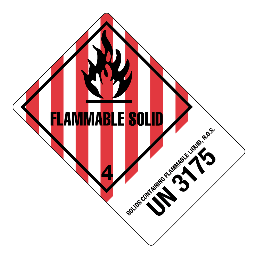 Hazard Class 4.1 - Flammable Solid, 4" x 6", Thermalabel, Worded Proper ...