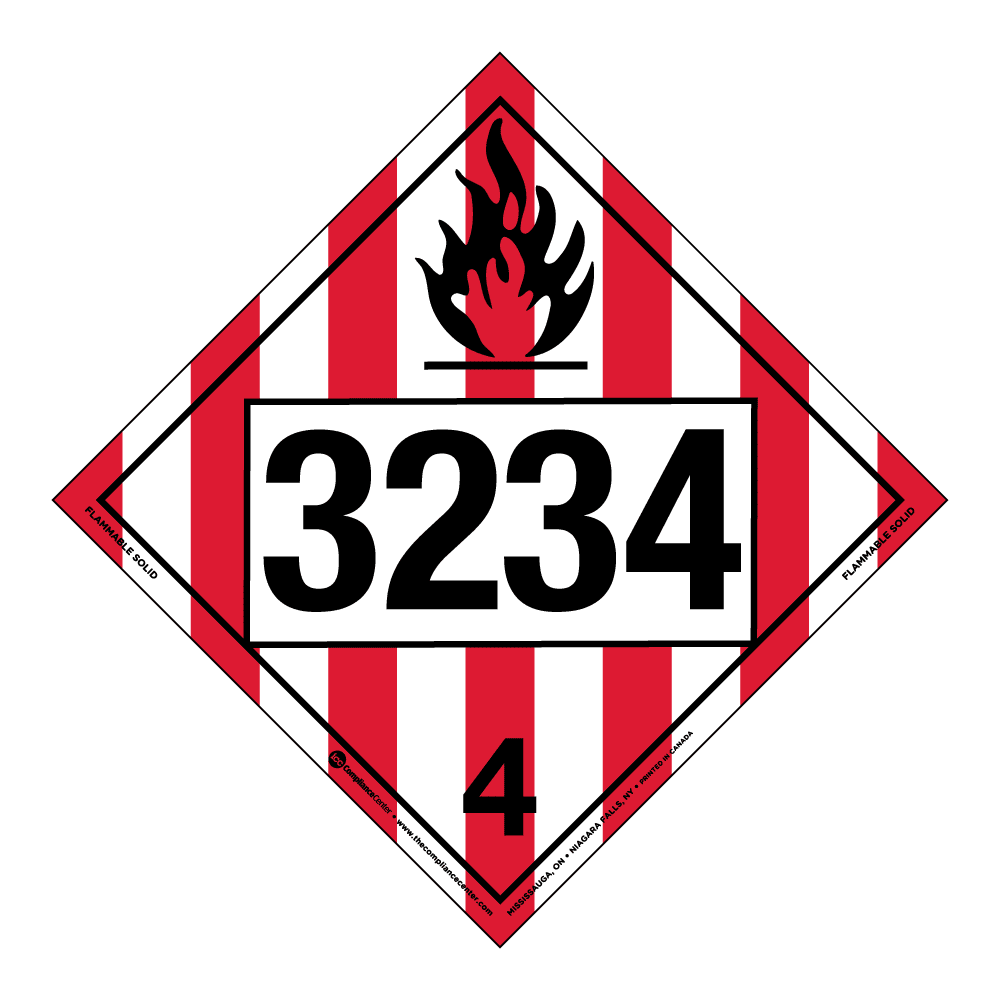 Hazard Class 4.1 - Flammable Solid, 2-Sided, Rigid Vinyl, Custom UN ...