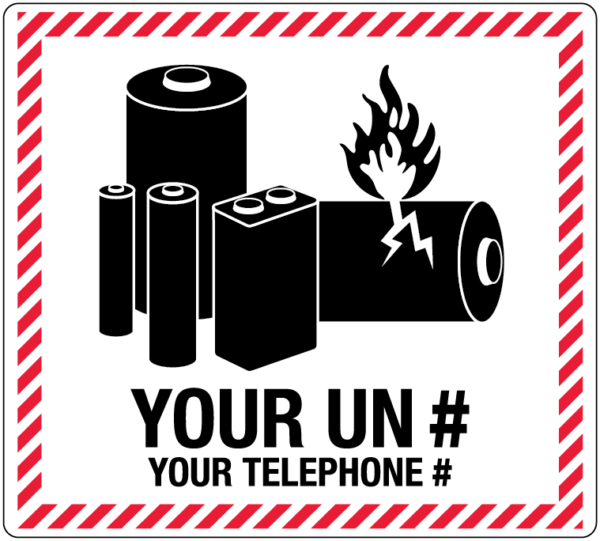 Lithium Battery Mark Labels, 4.5"x5", Customizable | ICC