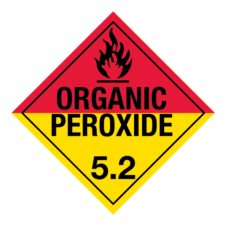 Hazard Class 5.2 - Organic Peroxide, Removable Self-Stick Vinyl, Worded ...
