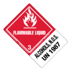 Hazard Class 3 - Flammable Liquid, Worded, Vinyl Label, Shipping Name ...